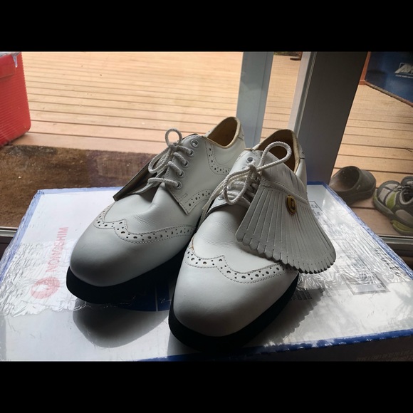 FootJoy | Shoes | Footjoy Soft Joy Ii Mens White Leather Golf Shoes ...